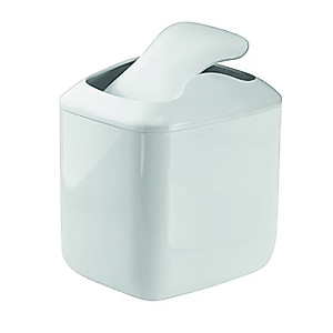 iDesign Una Vanity Countertop Wastebasket Trash Can - White