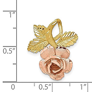 IceCarats 14K Two Tone Gold Rose Flower Floating Chain Slide Pendant Necklace Charm Only