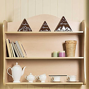 3 Pcs Wooden Mountain Decor Woodland Adventure Decor for Boy Travel Adventure Mountain Table Decor Centerpiece for Home Bedroom Bathroom Shelf Wall Rustic Farmhouse Decoration (Brown)