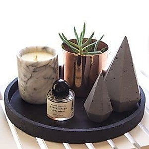 Lobolighting Black Round Decorative Serving Tray, Black Decorative Tray for Coffee Table Centerpieces Modern Farmhouse Home Decorations