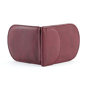 Bacci Leather Impressions Taxi Wallet - Soft Leather, Compact & Snap Pocket on Front, Folding Wallet, Small ID Cards & Coins Holder, Pouch for Men & Women, Coin Case ( Leather, Red)