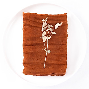 DeZerlor 12 Pack Terracotta Cheesecloth Napkins Christmas Cloth Napkins Set of 12 Boho Cotton Dinner Napkins Bulk 21"x21" for Wedding Bridal Baby Shower Xmas Party Table Decor