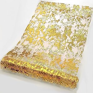 Gold Table Runner Roll - Glitter Metallic Gold Runner for Table - Sparkle Mesh Table Runner Gold- Sequin Gold Table Decor - Gold Decorations for Wedding Party, Gold Centerpieces