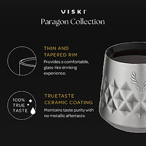 Viski Paragon Whiskey Taster Cocktail Tumbler Insulated Rocks Tumbler Stainless Steel Rocks Glass Black 8oz Set of 1