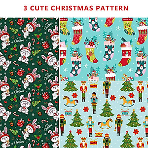 BOLIANNE Christmas Wrapping Paper for Kids Boys Girls - Funny Xmas Holiday Gift Wrap with Socks, Rabbits, Nutcracker for New Year Party - 6 Large Sheets, 27 x 37 Inch, High Gloss