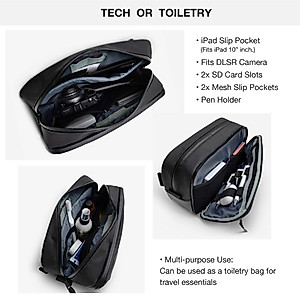 SYMPL 5L Waterproof Small Black Sling Crossbody Adjustable Shoulder Bag for Men Women, Eco-Friendly Multipurpose use as Toiletry, Dopp Kit, Everyday Pack for Hiking,Travel,Camera Gear, Fits iPad 10"