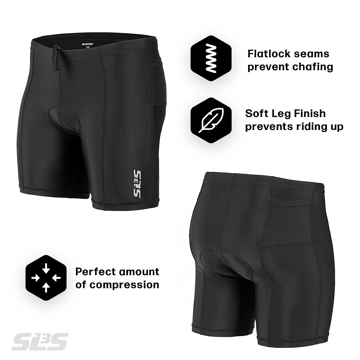 SLS3 Triathlon Shorts Men - Tri Short Mens - Men's Triathlon Shorts (Black, Medium)