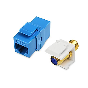 Cable Matters 2-Pack UL Listed 2-Port Ethernet Coax Wall Plate (Coax and Ethernet Wall Plate, Ethernet Coaxial Wall Plate) in White