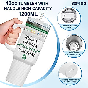 34HD Funny Excel Tumbler with Handle and Straw, 40oz Oh This Calls for A Spreadsheet Mug, Accountant Cup, Funny Gifts for Coworkers, Office and Boss Gifts Accounting