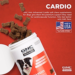 GNC Pets Advanced Dog Supplements for Cardiovascular Support| 90 Ct Soft Chew Dog Supplements for Cardio Health and Heart Health | Easy to Chew Dog Supplements, Made in The USA