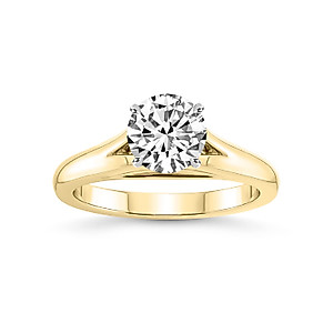 1 Carat IGI Certified Round Shape Lab Grown Diamond Engagement Ring | 14K Or 18K in White, Yellow Or Rose Gold | Cathedral Split Shank Solitaire Lab Diamond Ring | FG-VS1-VS2 Quality Friendly Diamonds