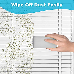 Fikoksol 4pcs Damp Dusting Sponge Duster Grey, Household Clean Sponges Duster for Cleaning Baseboards Blinds, Vents, Window Trunk, Scrub Magic Sponge Eraser Reusable Wet Sponges Cleaning Supplies Tool