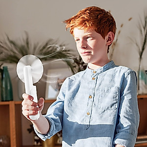 2 Pieces Portable Handheld Fan Mini Fan Portable USB Rechargeable Fan Small Pocket Fan Travel Feature Battery Operated 14-21 Working Hours for Women, Travel, Outdoor (White, Pink)