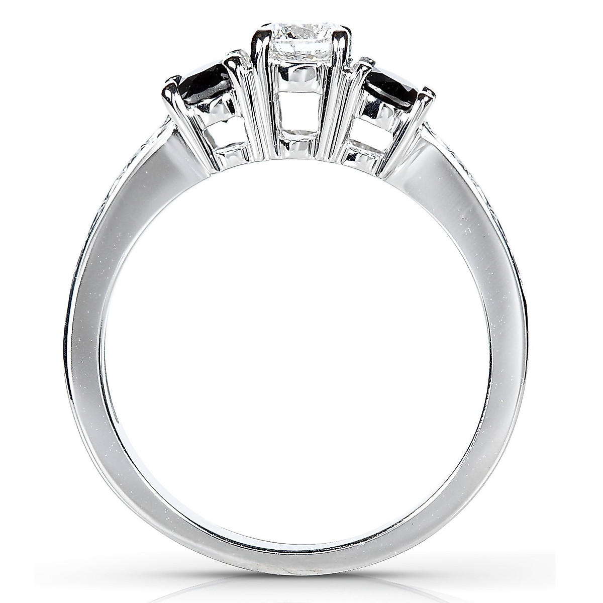 Kobelli Black and White Diamond Engagement Ring 3/5 Carat (ctw) in 14k White Gold, Size 9