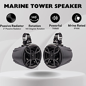 NOAM NUTV5-S V.2 - ATV/Golf Cart/UTV Waterproof Speakers Bluetooth 2.1 Marine Stereo System