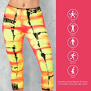 Zumba Fitness Dance Workout Active Compression Print Capri Leggings for Women