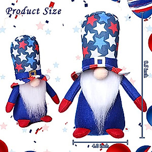 ZTML 4th of July Patriotic Gnome Set, 2 Handmade USA Swedish Tomte Plush - Table Ornaments for Memorial & Independence Day