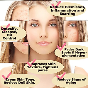 SOONKIE Turmeric face mask Vitamin C Bentonite Clay mask, Vitamin E, Skin Brightening, Skin Lightening, Dark spots lightening, anti-hyperpigmentation mask, Scar Fading & Pore refining, Skin Tone mask