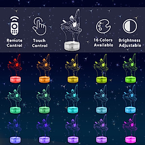 Lampeez Kids 3D Ballerina Night Light Ballet Dancer Gifts Lamp with 16 Colors Remote Control Changing Birthday Xmas Valentine's Day Gift Idea for Boys and Girls