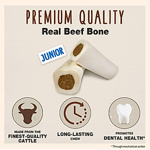 Cadet Junior Stuffed Shin Bones - Highly Digestible, High Protein, Long-Lasting Dog Chew Bone for Aggressive Chewers, Supports Dental Health, - Peanut Butter Flavor, Mini (2 Count)