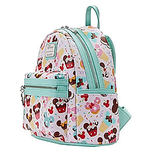 Loungefly Disney Mickey and Minnie Mouse Sweet Treats All Over Print Womens Double Strap Shoulder Bag Purse