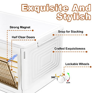 MapleGrace 4 Tier Stackable Plastic Storage Bins with Lids 23QT, Collapsible Closet Organizers and Storage with Wheels, Foldable Organization and Storage Cabinet, Storage Containers for Home