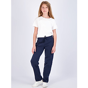 Real Essentials Girl's Fleece Sweatpants | Soft Athletic Joggers with Pockets for Teens & Kids | Casual Lounge & Sports - Set 8, X-Large (Pack of 3)