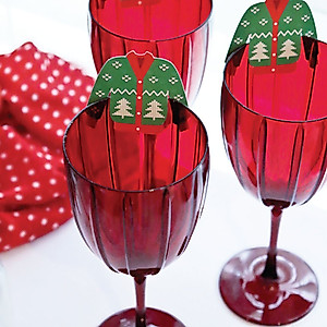 Big Dot of Happiness Ugly Sweater Paper Straw Decor - Holiday and Christmas Party Striped Decorative Straws - Set of 24