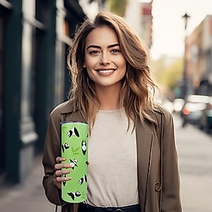 IchDich Panda Tumbler Panda Gifts for Women 20 oz Insulated Tumbler With Lid and Straw Stainless Steel Skinny Tumbler Water Bottle Travel Mug Wine Cups