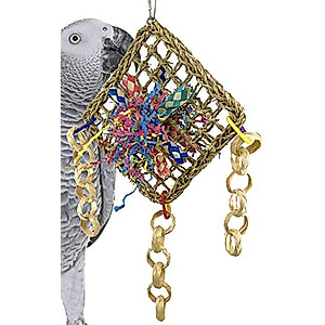 Bonka Bird Toys 1723 Four Corners Parrot cage Toys Cockatiel African Grey Foraging. Quality Product Made in USA