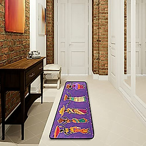 African Girl Women Tribal Purple Runner Area Rug Non Slip Decorative Rug for Hallway Entryway Front Door Bathoom Living Room Home Decor 72x24 inches
