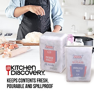 Stay Fresh Flour and Sugar Containers – Kitchen Discovery – 2 Piece Set of Snap Close Kitchen Containers for Flour and Sugar Storage – Keeps Contents Fresh, Pourable and Spillproof