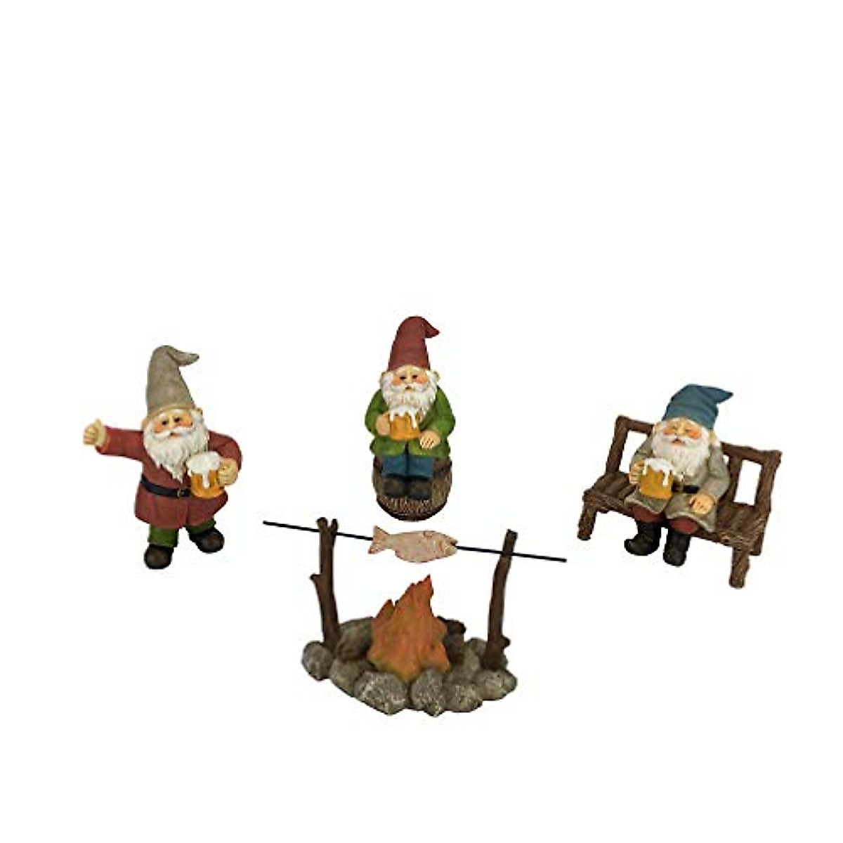 GlitZGlam Happy Gnomes Beer Drinking Buddies! - 5-Piece Garden Gnome Set for The Miniature Fairy Garden