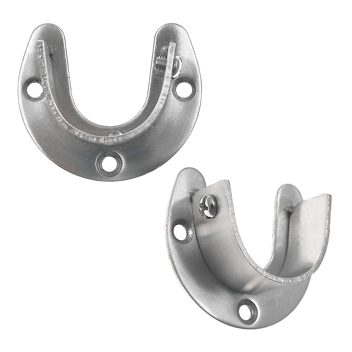 Seimneire 2pcs Heavy Duty Stainless Steel Rod Socket, Wardrobe Bracket Flange Rod Holder Closet Rod End Supports Fit 1-1/3" Diameter, U Shaped - Silver