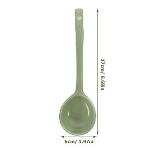 4pcs Ceramic Soup Spoons Japanese Ramen Soup Spoons Ceramic Asian Dinner Spoons Retro Korean Style Tablespoon Rice Noodles Serving Spoon Ladle for Wonton Dumpling