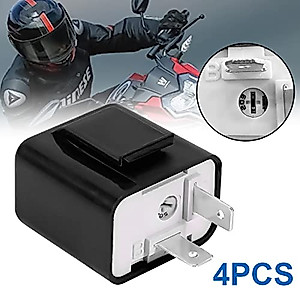 zipelo 2 Pin LED Electronic Turn Signal Flasher Relay, 4 PCS 12V Speed Adjustable LED Indicator Flasher Relay Fix for Turn Signal Light & Hazard Warn Hyper Fast Flash for Car and Motorcycle (Black)