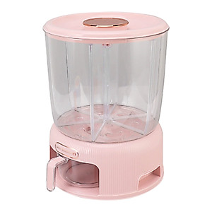 360 Degree Rotating Grain Storage Food Dispenser,Round Rice Storage Container Rice Bucket Rice Storage Tank Sealed Grain Container for Home and Kitchen(Sakura Pink)