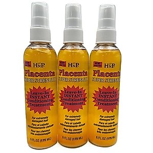 Hask Placenta Leave-In Conditioning Treatment Super Strength 5 Ounce (145ml) (3 Pack)