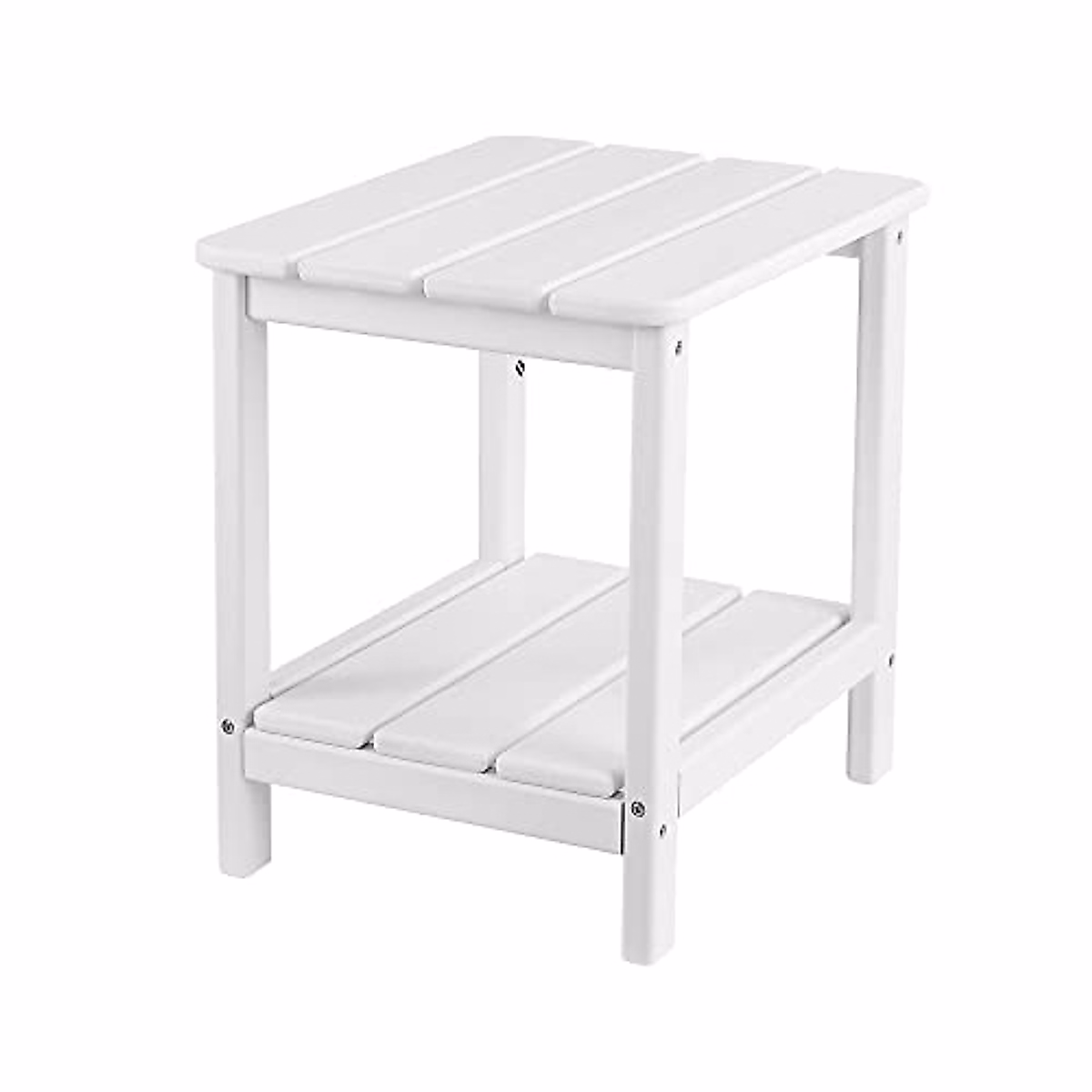 BASCWIHOM Outdoor Adirondack Side Tables, HDPE Weather Resistant Outside End Tables with 2 Shelves for Patio, Backyard, Pool, Indoor Outdoor Companion, Easy Maintenance & Waterproof,