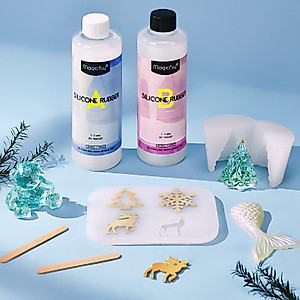 Magicfly Silicone Mold Making Kit, Liquid Silicone Rubber 32oz, Translucent Clear Mold Making Silicone Rubber, for Casting Resin Molds, Silicone Molds, Soap, Candle, Clay