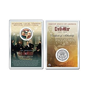 American Civil WAR Generals Grant LEE JFK Half Dollar Coin w/Premium 4X6 Display