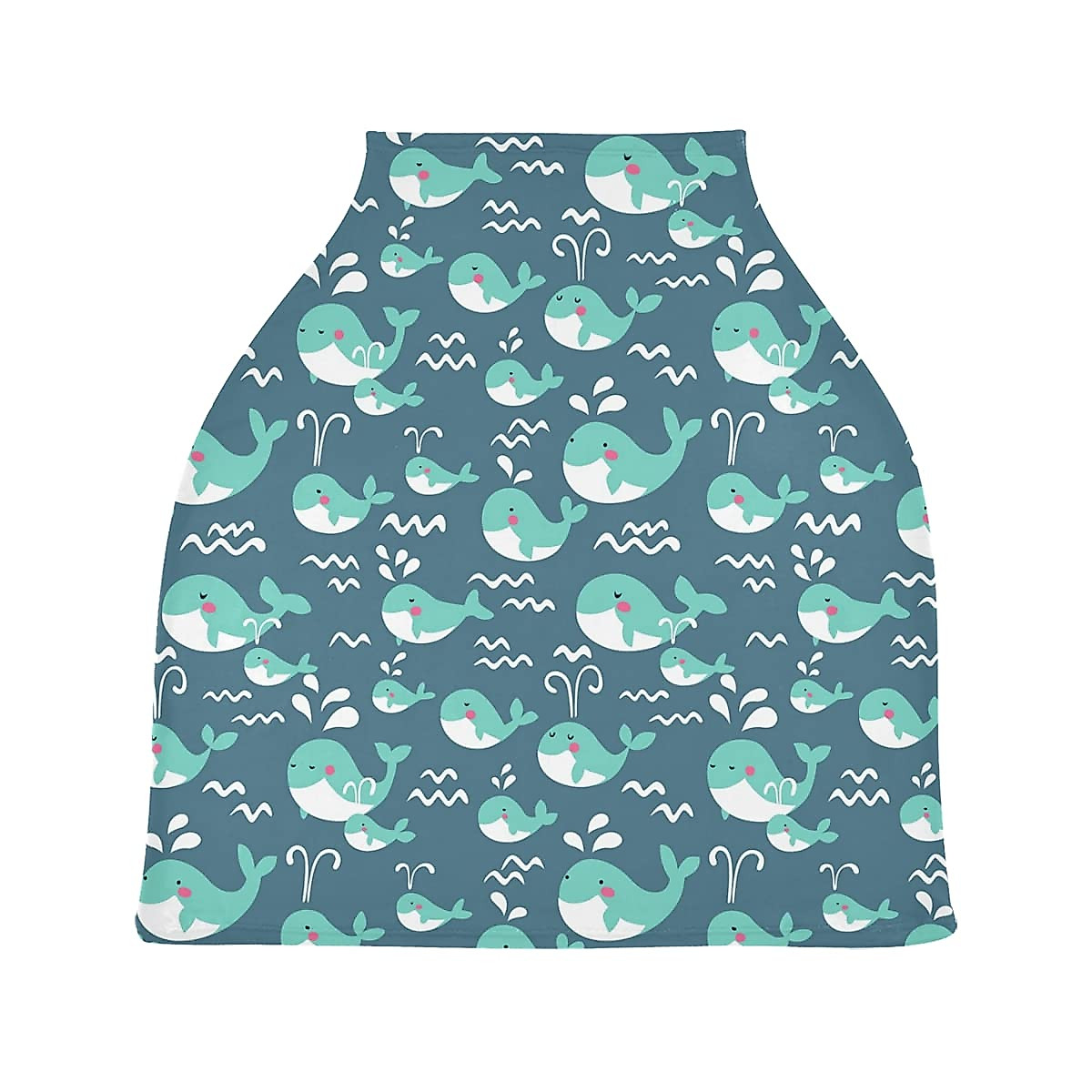 Nautical Whale Animal Sea Ocean Nursing Cover Breastfeeding Scarf, Stretchy Infant Carseat Canopy Multi-use Stroller Cover Car Seat Cover for Baby Girl Boy