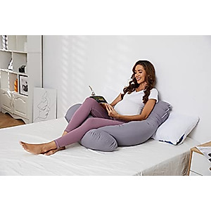 Roomate Pregnancy Pillows, U Shaped Full Body Maternity Pillow with Removable Cover - Support for Back, Legs, Belly, Hips for Pregnant Women, 57x 27 Inch Pregnancy Pillows for Sleeping, Grey
