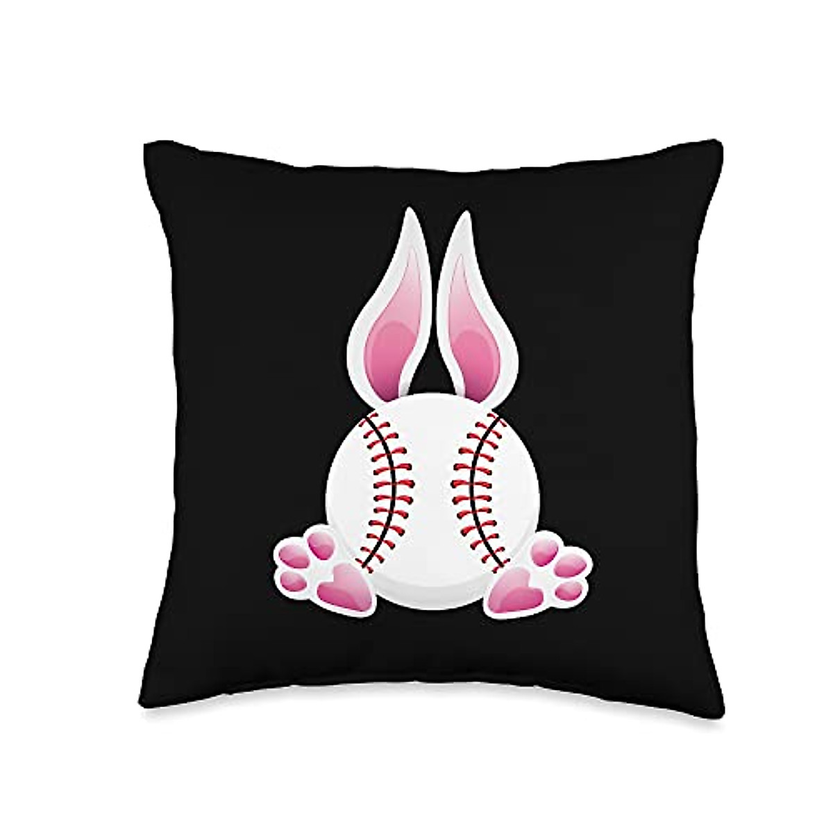 Easter Baseball Ball Easter Day Baseball Gift Ball Day Funny Easter Bunny Baseball Throw Pillow, 16x16, Multicolor