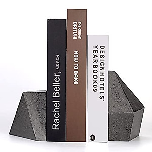 Decorative Bookends , Heavy Duty Cast Iron , Art Shelf Decor , Geometry Abstract Theme (Black) by Ambipolar