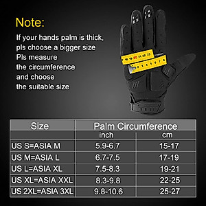 ROCKBROS Mountain Bike Gloves Dirt Bike Gloves Motorcycle Cycling Gloves with 6MM Gel Pad Touch Screen Knuckle Protection Gloves for BMX MX ATV MTB Racing Black-XL