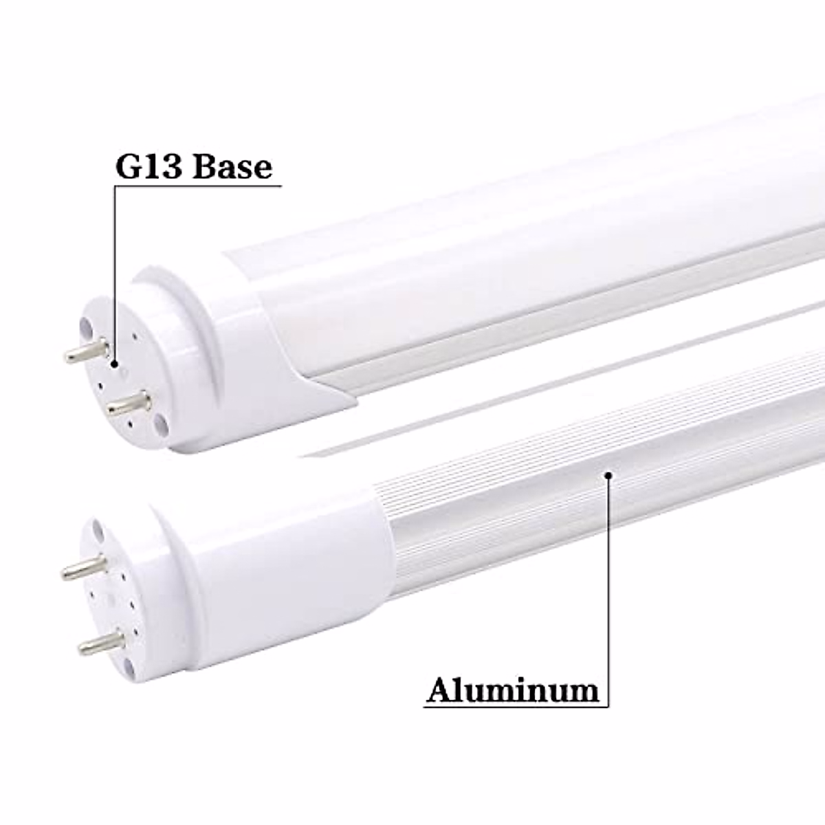 KALINA 2FT LED Tube Lights, 8W (25W Fluorescent Bulb Replacement), 6000K Cool White, Ballast Bypass, Frosted Cover, Pack of 4
