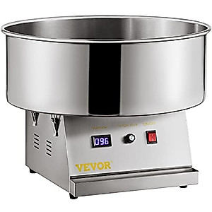 VEVOR Electric Cotton Candy Machine, 19.7-inch Cotton Candy Maker, 1050W Candy Floss Maker, Silver Commercial Cotton Candy Machine with Stainless Steel Bowl and Sugar Scoop, Perfect for Family Party