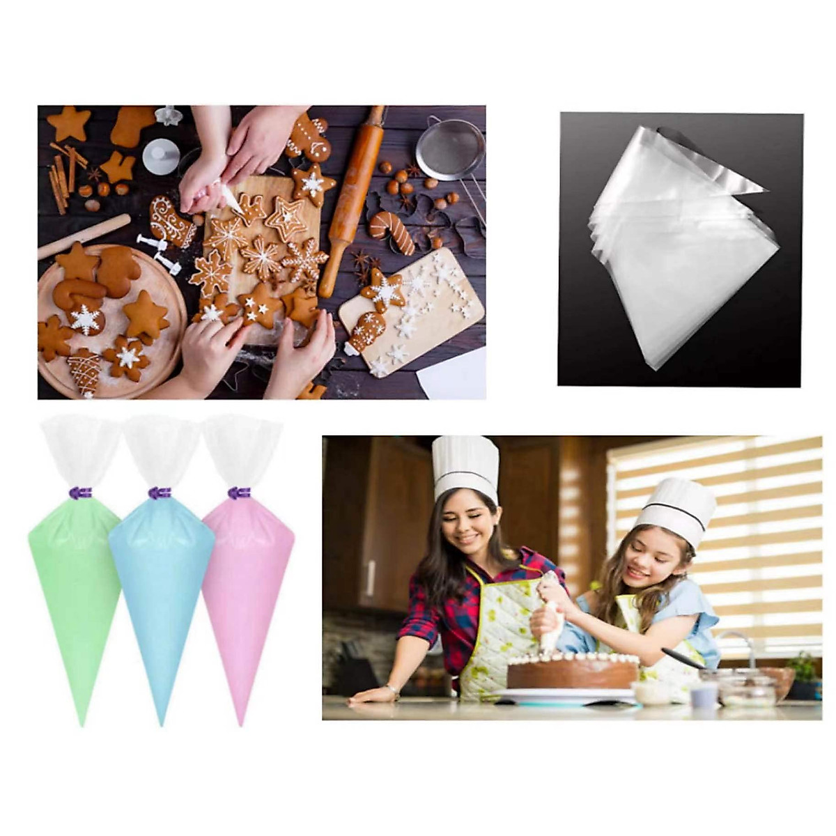 Piping Bags,100pcs 12 Inch Anti Burst Disposable Cake Decorating Bags,Non-Slip Pastry Bags-Ideal for Cakes,Cream Frosting and Cookie Decorating