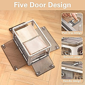 Miuzychael Storage Bins with Lids,Closet Organizers and Storage,Stackable Closet Organizer,14.3Gal Storage Box,5 Doors Storage Cabinet,Plastic Car Organizer,Storage Bins with Wheels